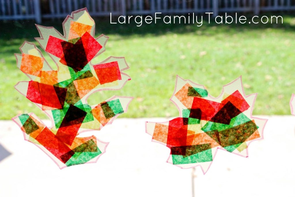 Autumn Leaf Stained Glass Craft Project For Kids - Large Family Table