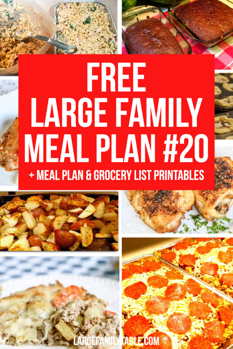 Large Family Meal Plan Week 20 + FREE Grocery List Printables | Meals ...