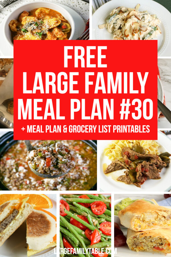 Budget-Saving Large Family Weekly Meal Plan #30+ FREE Printable Grocery ...