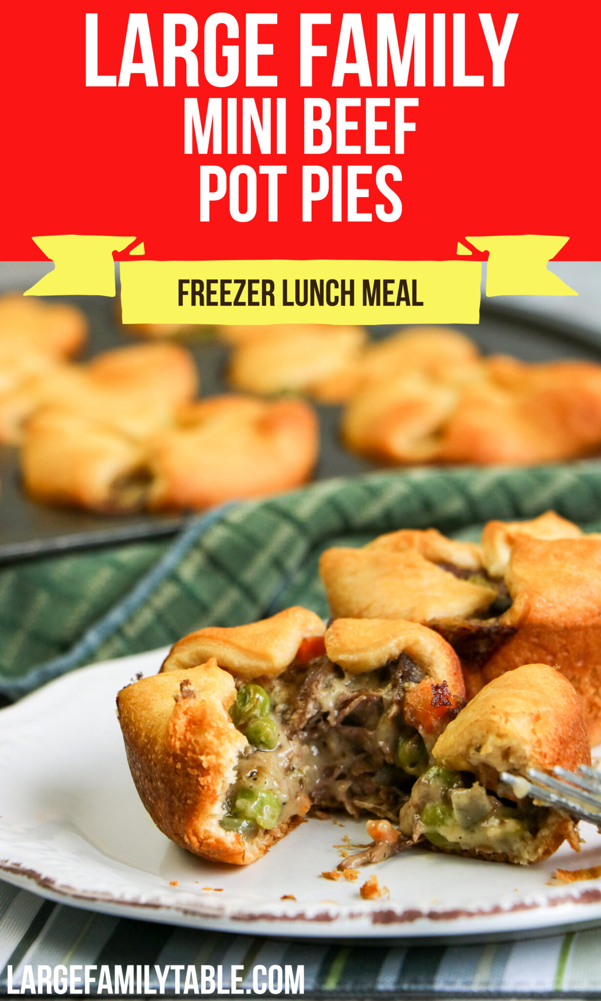 Large Family Mini Beef Pot Pies | Freezer Lunch Meal