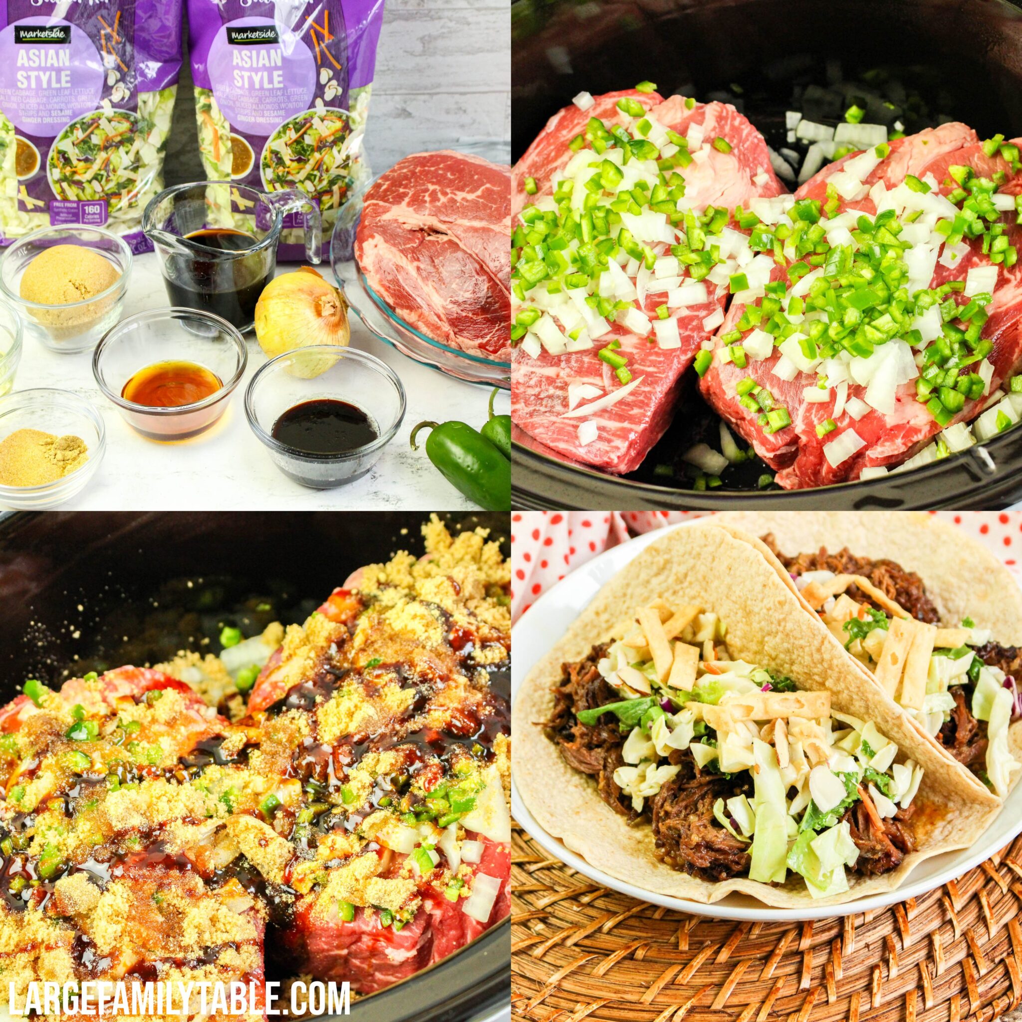 Large Family Crock Pot Sweet & Spicy Beef Tacos Recipe - Large Family Table